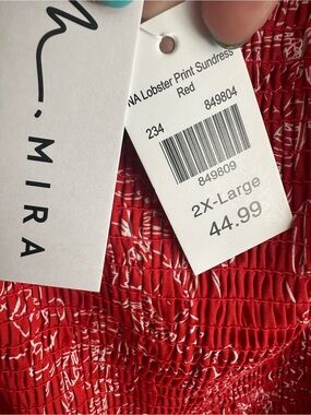 Dresses | Nwt Mira Red Lobster Print Smocked Bodice Tiered Sundress Xxl ...